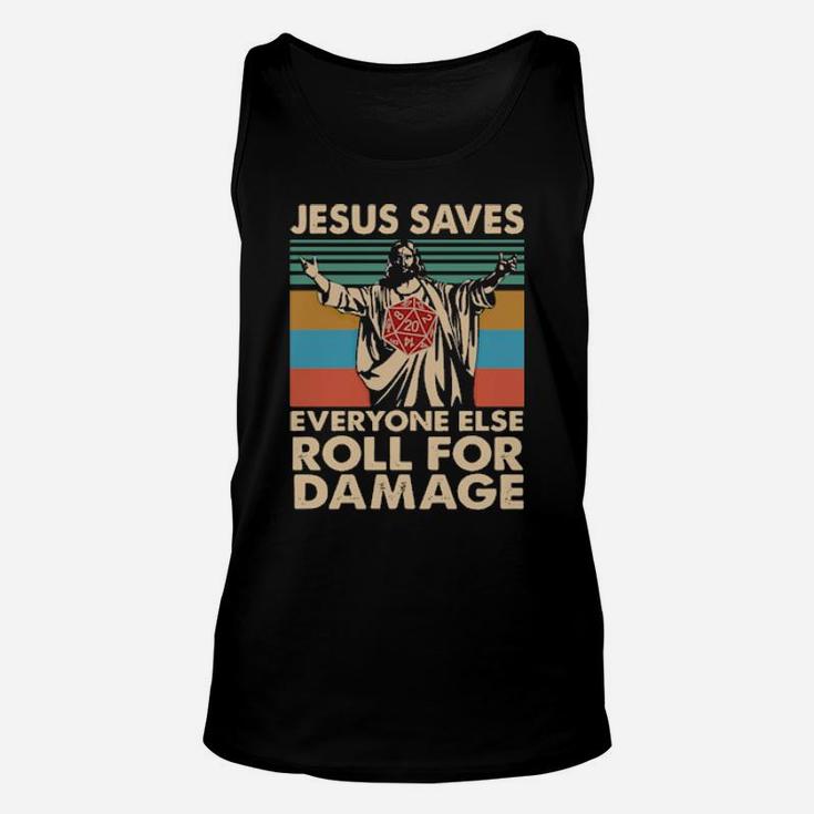 Jesus Saves Everyone Else Roll For Damage Vintage Retro Unisex Tank Top ...