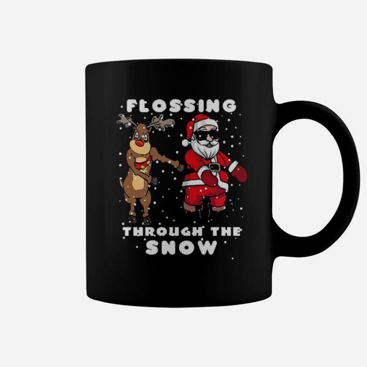Official Santa And Reindeer Flossing Through The Snow Coffee Mug ...