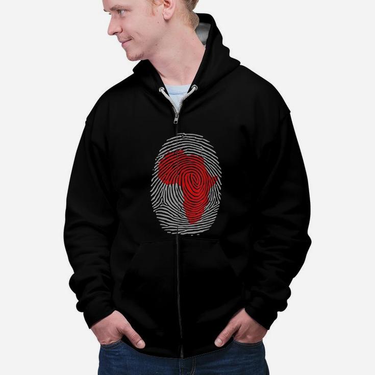 Fingerprint African Map Black History Month Zip Up Hoodie | Seseable