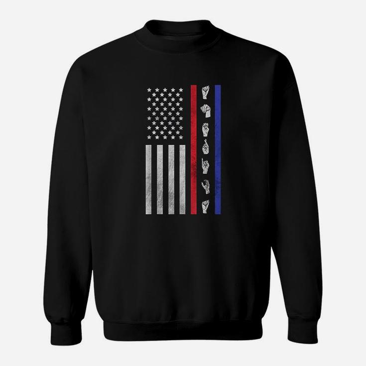 American Flag Asl American Sign Language America Usa Sweatshirt - Thegiftio